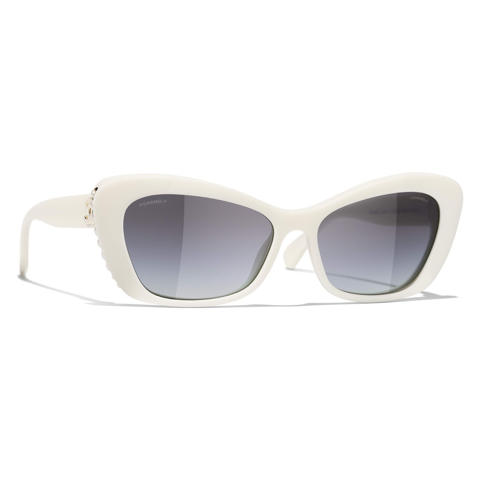 Chanel CH 5481-H c 1255/S6 Sunglasses Polished White w/Glass Chanel CH 5481-H c 1255/S6 Sunglasses Polished White w/Glass