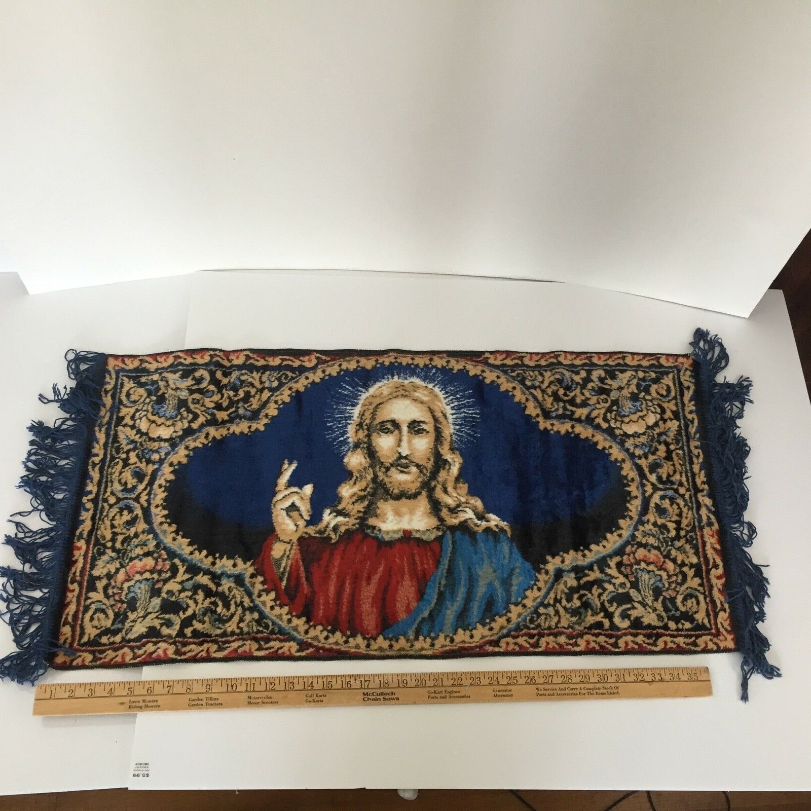 Vintage Midcentury JESUS Tapestry Banner Wall Hanging w Vintage Midcentury JESUS Tapestry Banner Wall Hanging w
