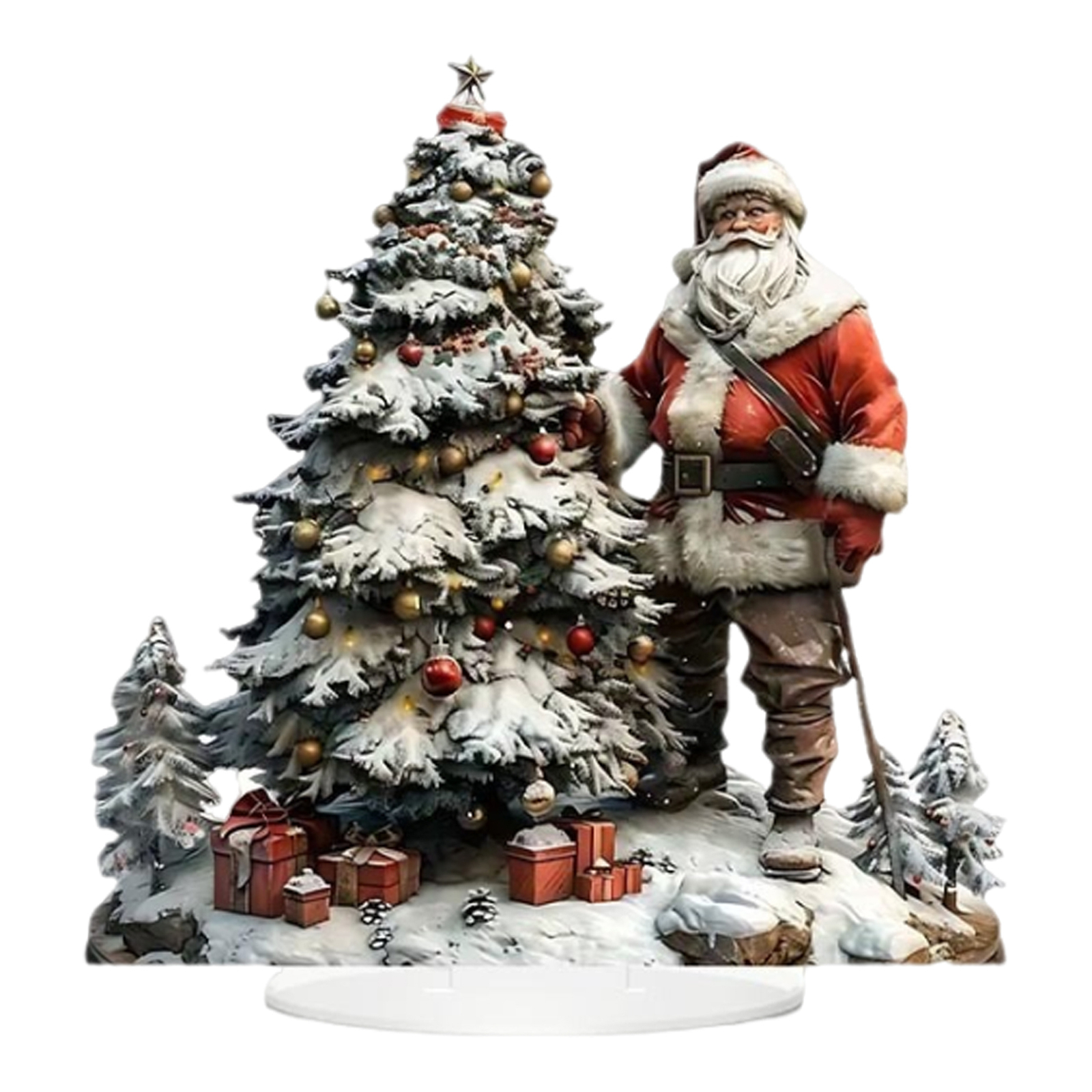 Santa Claus Figurines 2D Acrylic Christmas Figurine Christmas Decor ...