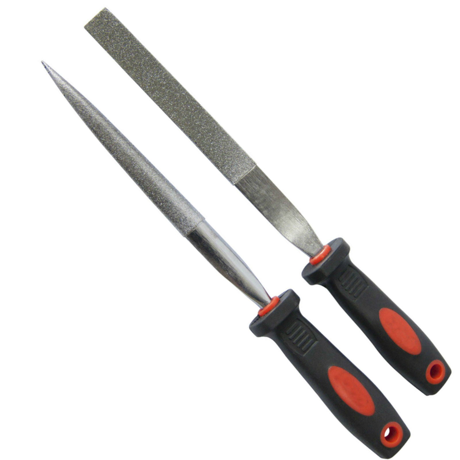 2pc Diamond File Set 120mm Half Round Taper & Flat Stone Glass Metal ...