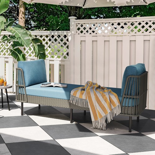 Cushion | Rattan Patio Bed Outdoor Daybed Sofa Lounge Chair Patio Furniture
