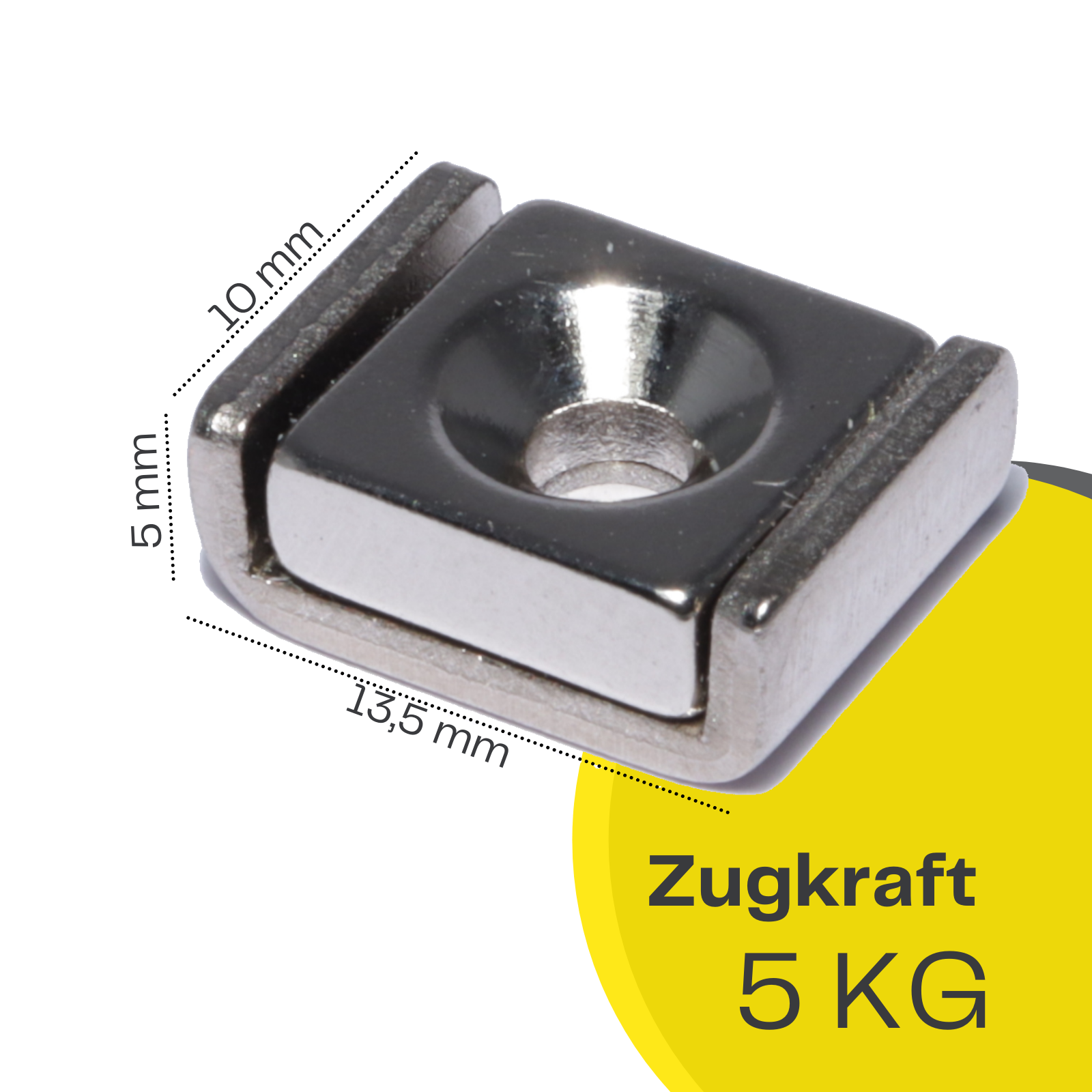 4 x Neodym Magnete mit Loch Bohrung Senkung 5 KG Stark 10mm zum ...