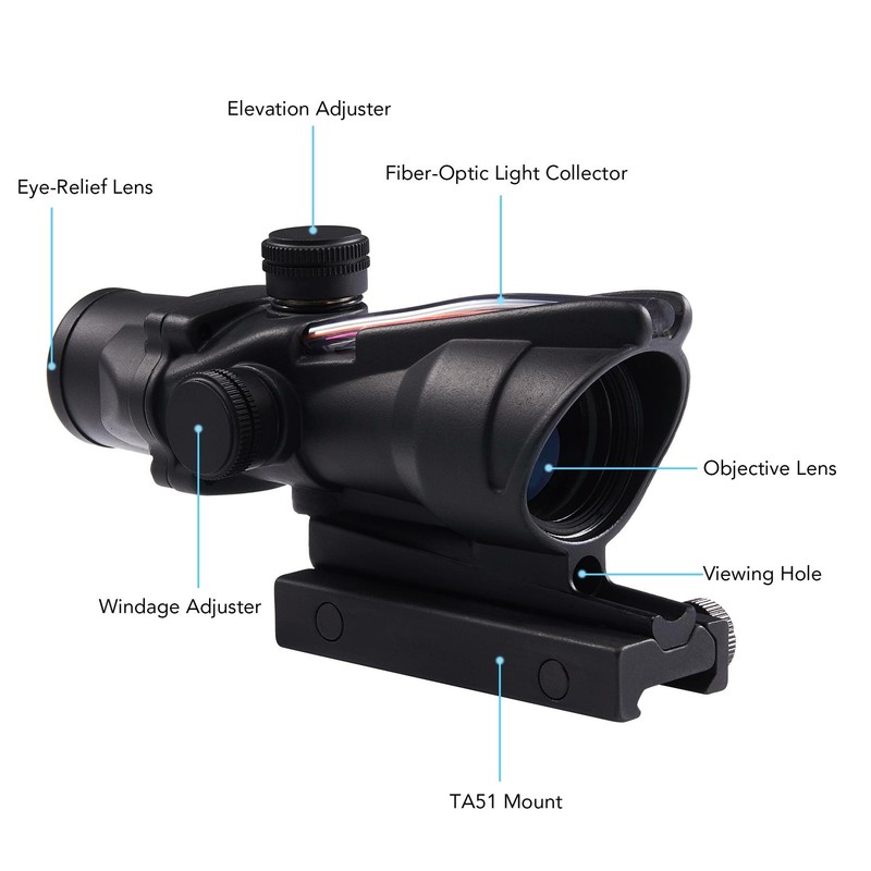 Купить Прицел Hiram 4x32 ACOG Tactical ACOG Rifle Scope with True Fiber ...