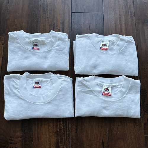 FOTL Blank Vintage White T Shirt Pack 90s Essential Lot Of 4 FOTL Blank Vintage White T Shirt Pack 90s Essential Lot Of 4
