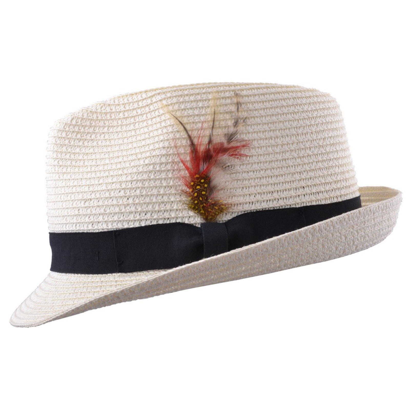 Mens Ladies Packable Cream Straw Summer Trilby Hat With Band and ...