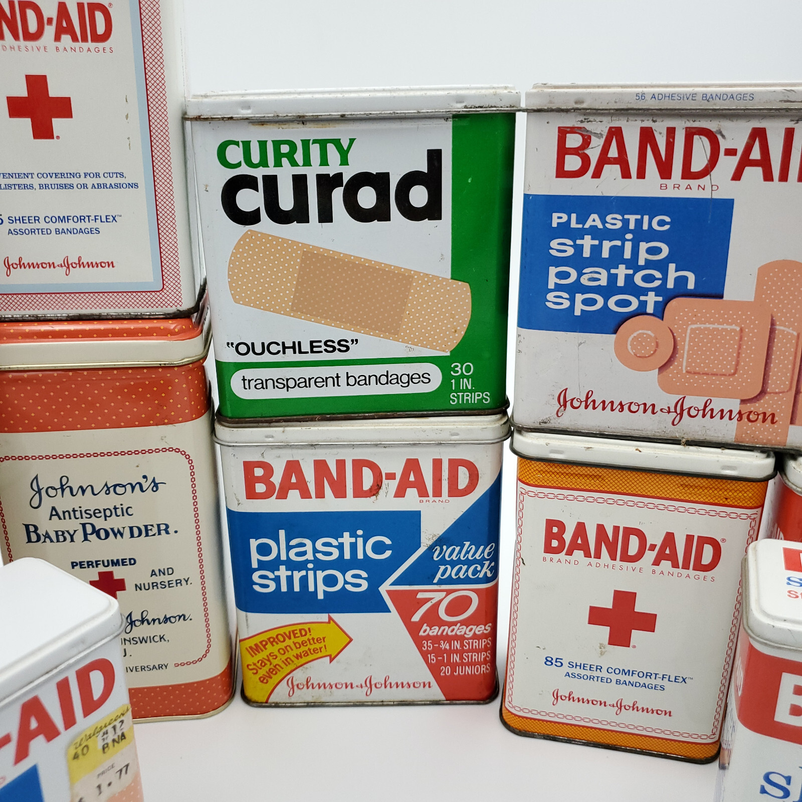 Vtg Lot 12 Red Cross Band-Aid Tins Curad Baby Powder Johnson & Johnson ...