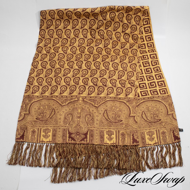 #1 MENSWEAR Vintage Made in England Yellow Rust Ancient Madder Silk ...