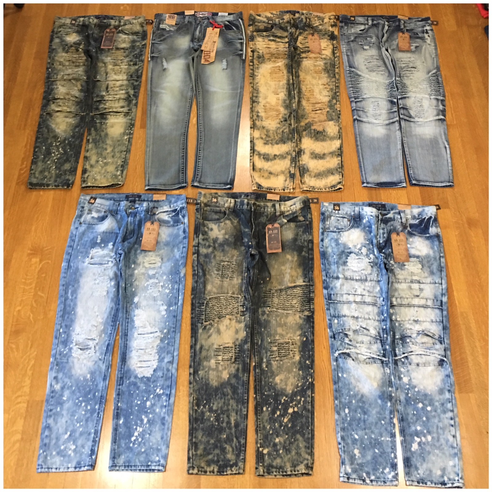 Brand New Mens Size 40 Fashion Denim Moto Rips Acid Wash Brand New Mens Size 40 Fashion Denim Moto Rips Acid Wash