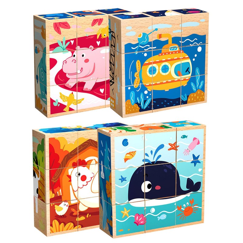 Wooden Active | Cube Puzzles For Kids 3d Montessori Puzzle Toys