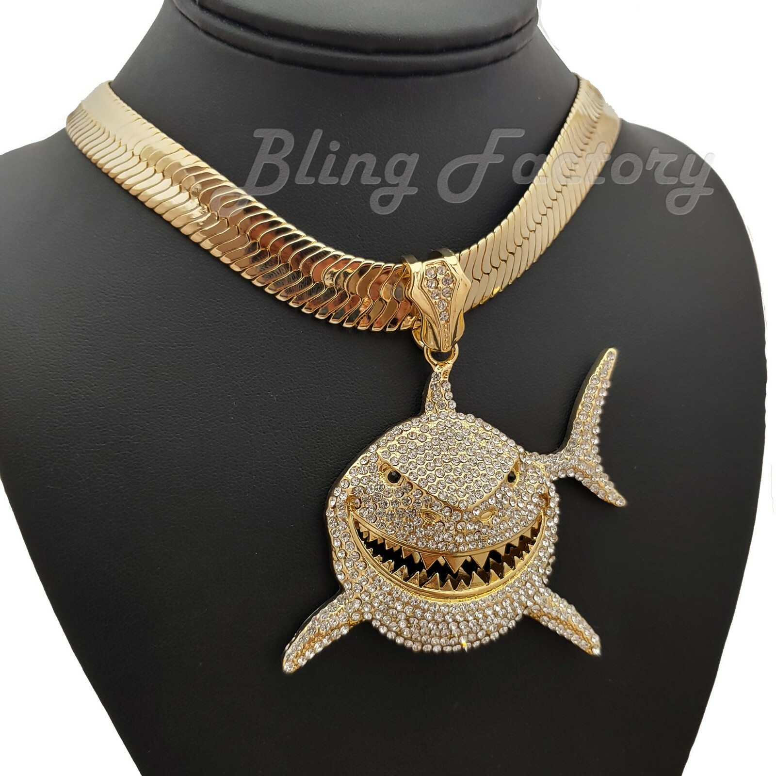 Hip Hop 6ix9ine Large Shark pendant 11mm 20 24 Herringbone Chain Necklace eBay