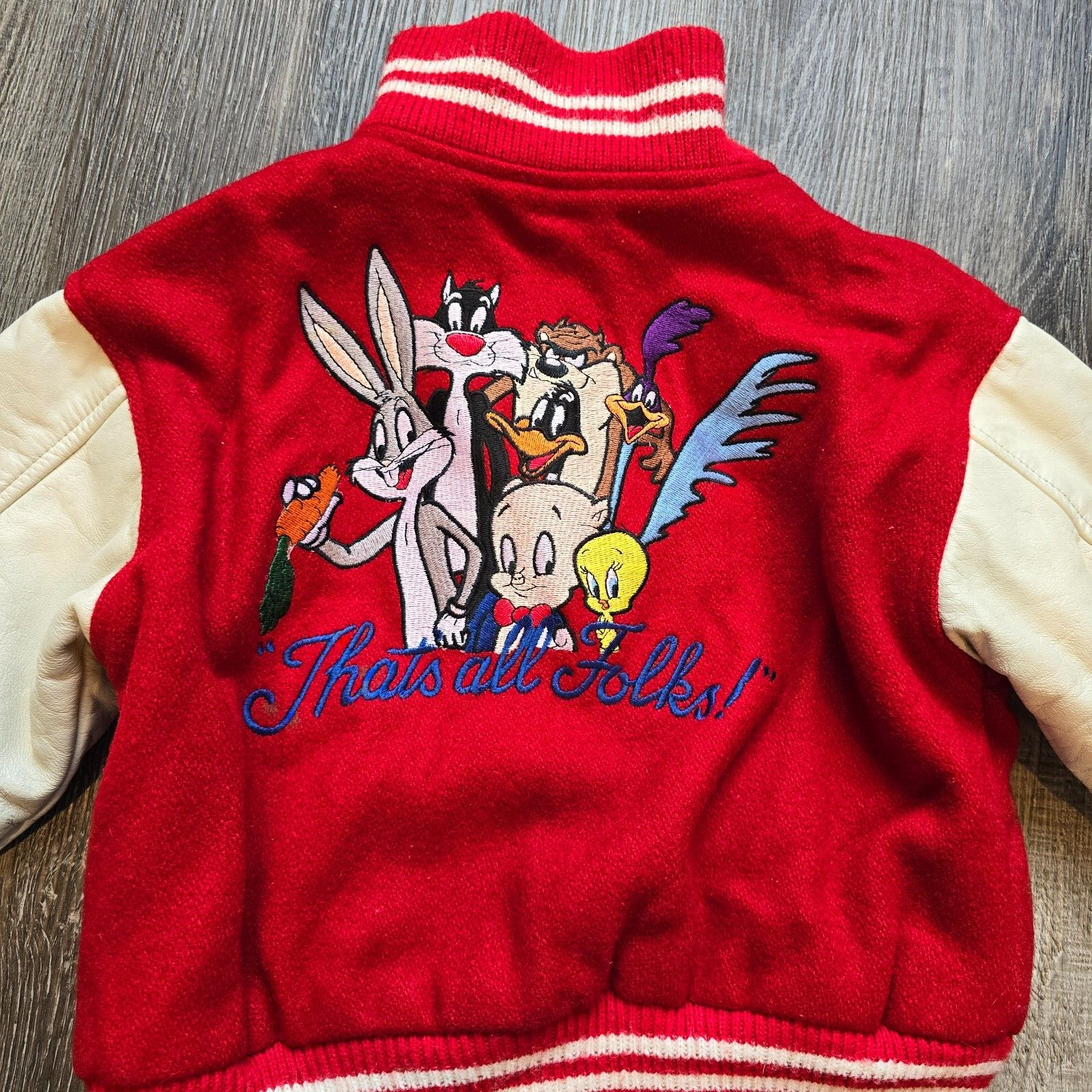 Vintage Varsity Jacket Looney Tunes Wool Leather Warner Bros Vintage Varsity Jacket Looney Tunes Wool Leather Warner Bros