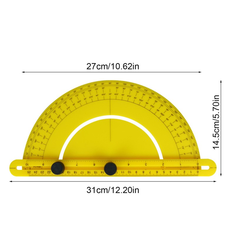 12 Inches 180° Semi-Circular Protractor Angle Finder Arm Measuring G ...