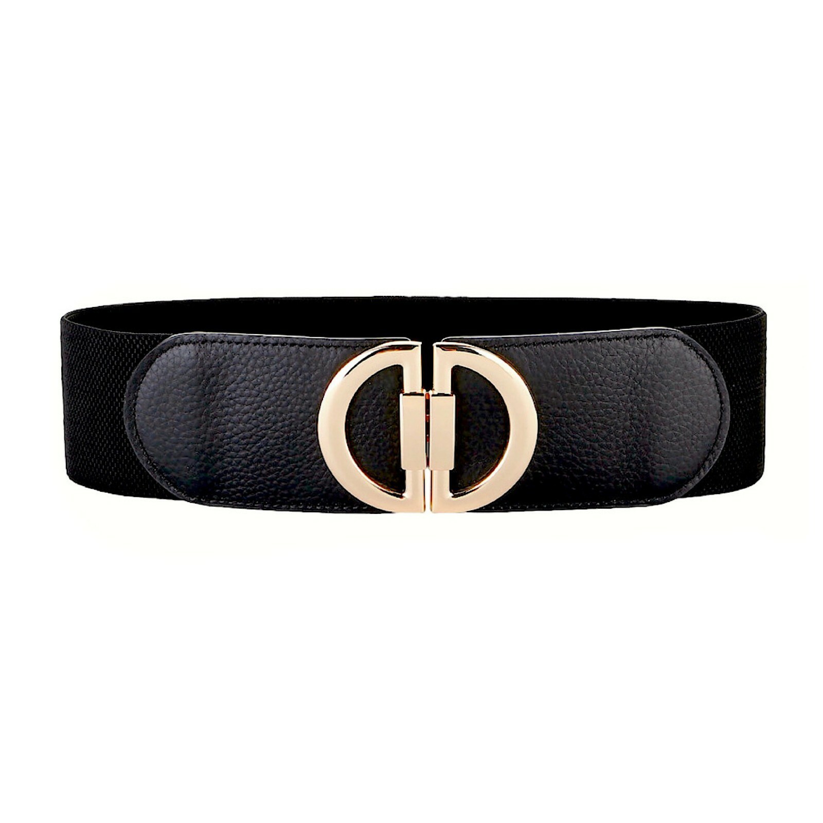 Women Genuine Leather Wide Stretch Elastic Cinch High Waist Women Genuine Leather Wide Stretch Elastic Cinch High Waist
