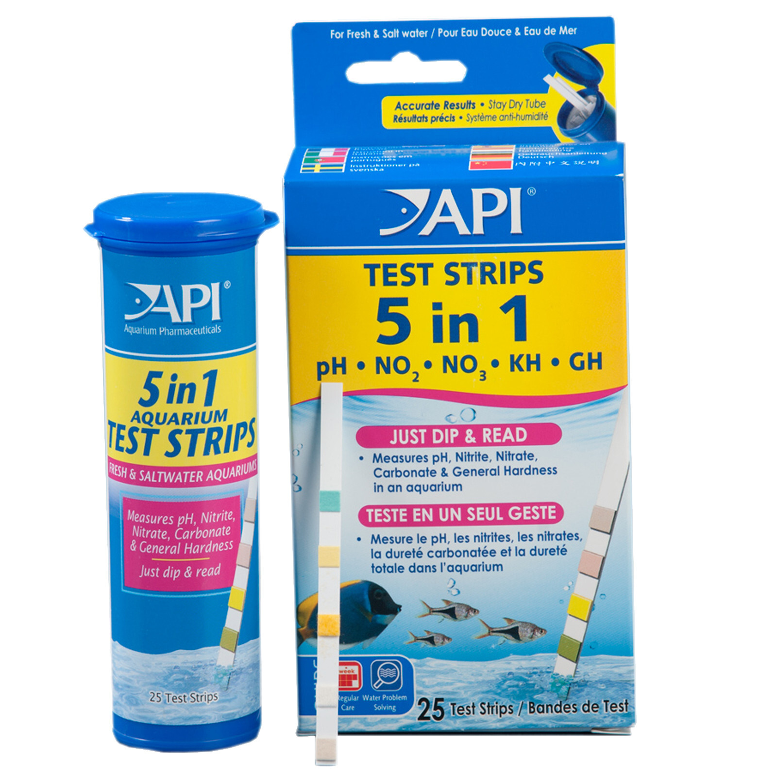 API 5 in 1 Aquarium Test Strips for Freshwater and Saltwater Aquariums ...