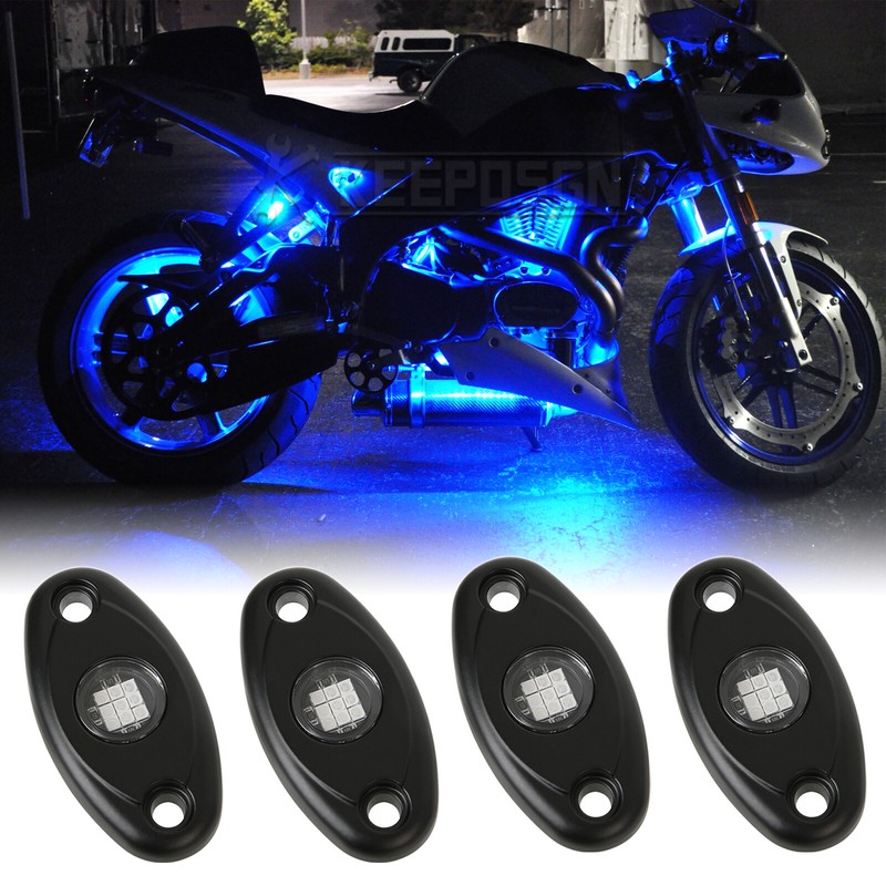 4 Pods Blue LED Underglow Rock Lights For