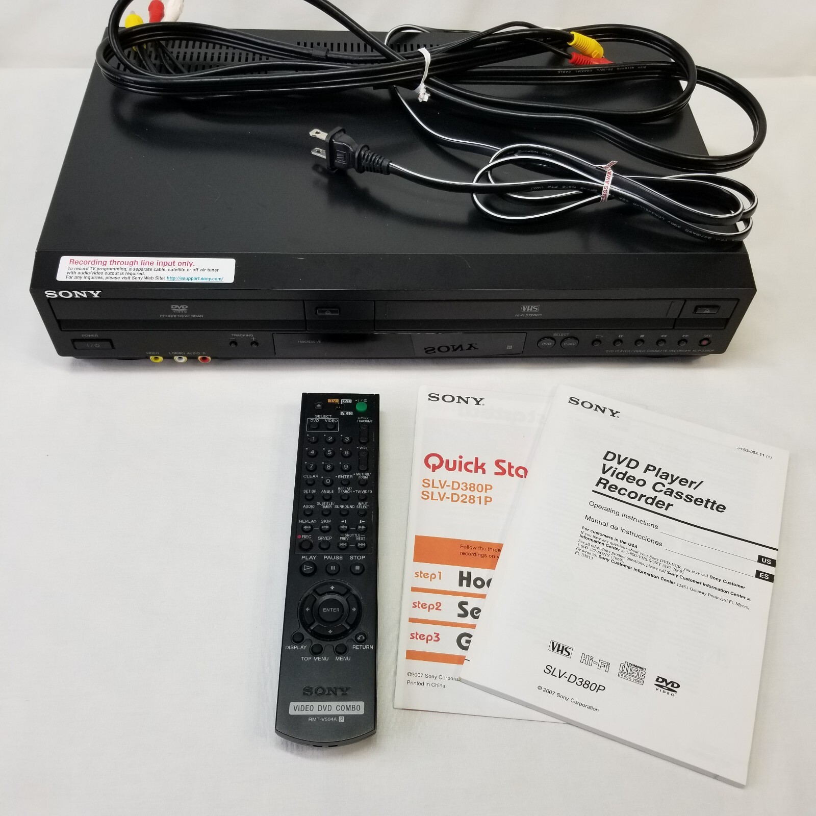Sony DVD VHS Player Video Cassette Recorder SLV-D380P