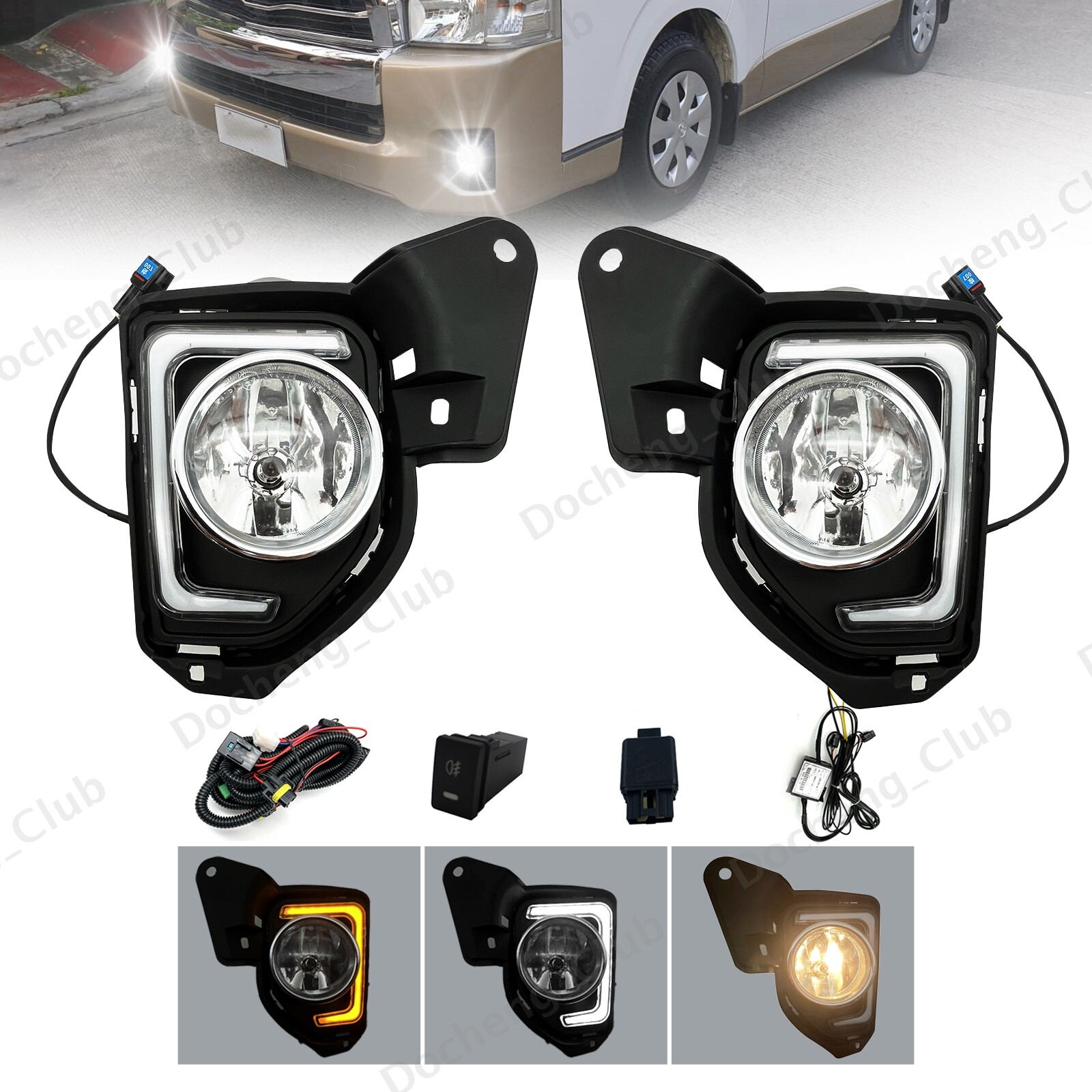 For 2014 2015 2016 2017 2018 Toyota Hiace LED Fog Lights Front Bumper ...
