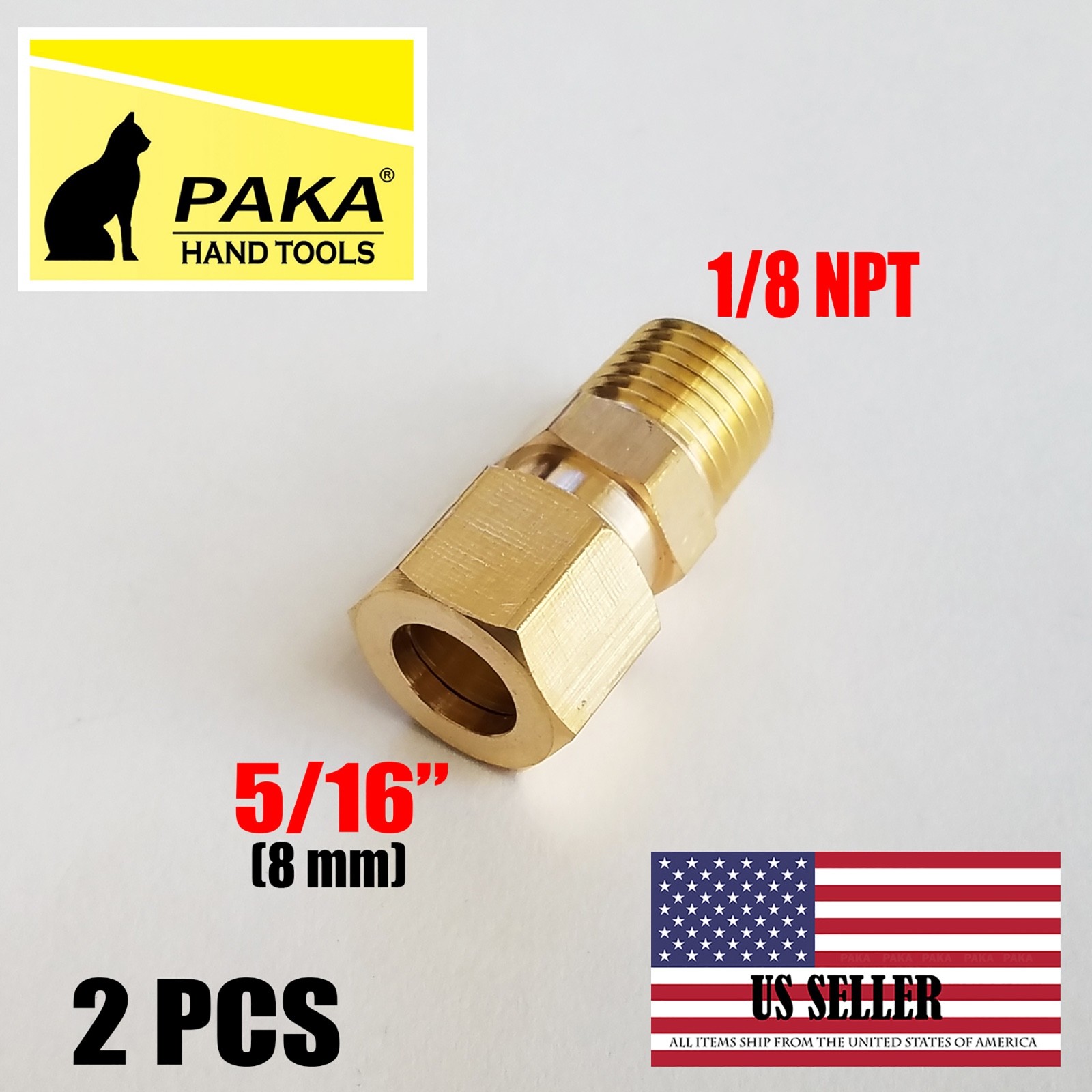 2 PC - Compression Brass Fitting 5/16" OD Tube X 1/8" NPT Male PipeのeBay公認海外通販｜セカイモン
