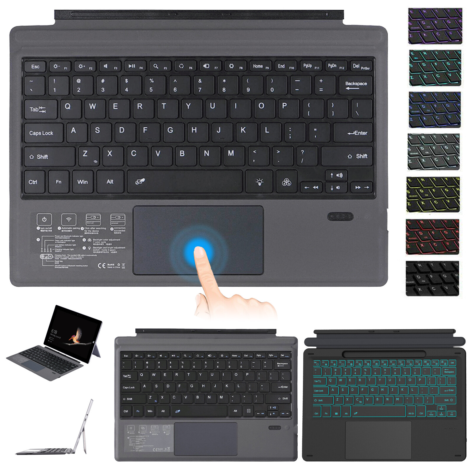 Microsoft Surface Pro | Backlit Touchpad Wireless Keyboard