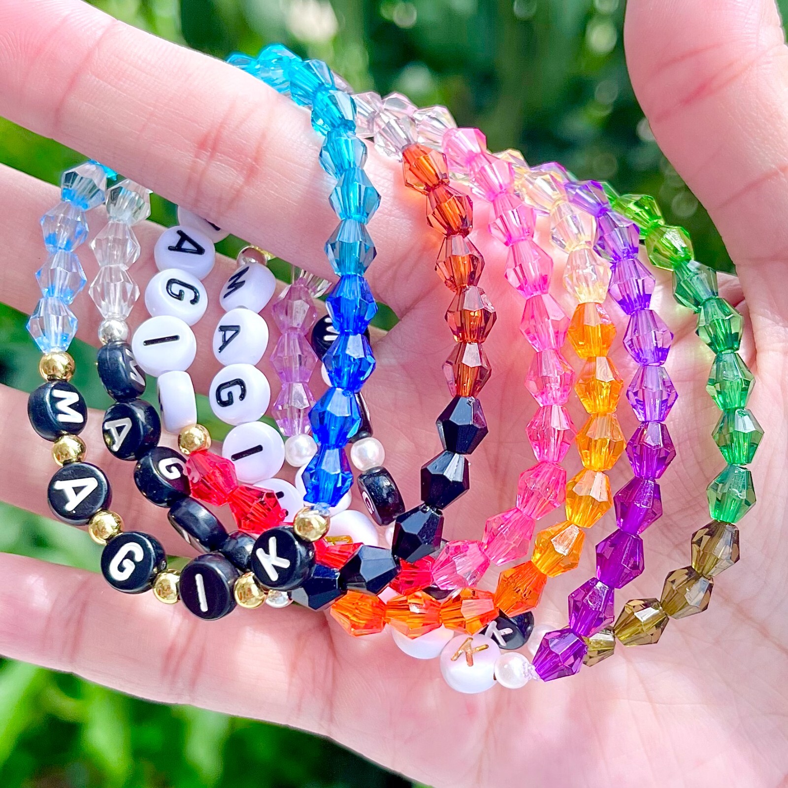 Name bracelets with beads store