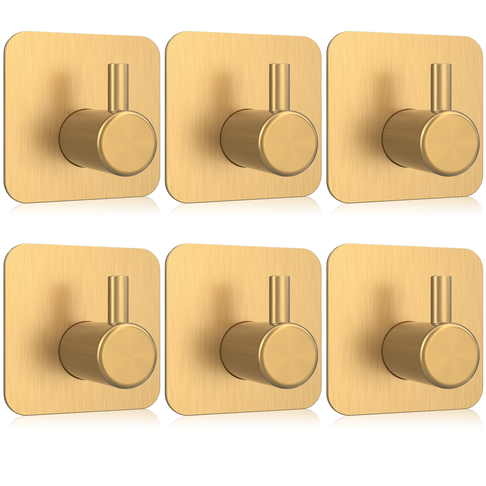 6Pcs Adhesive Hooks Stainless Steel Wall Hooks 16lbs Load-Bearing ...