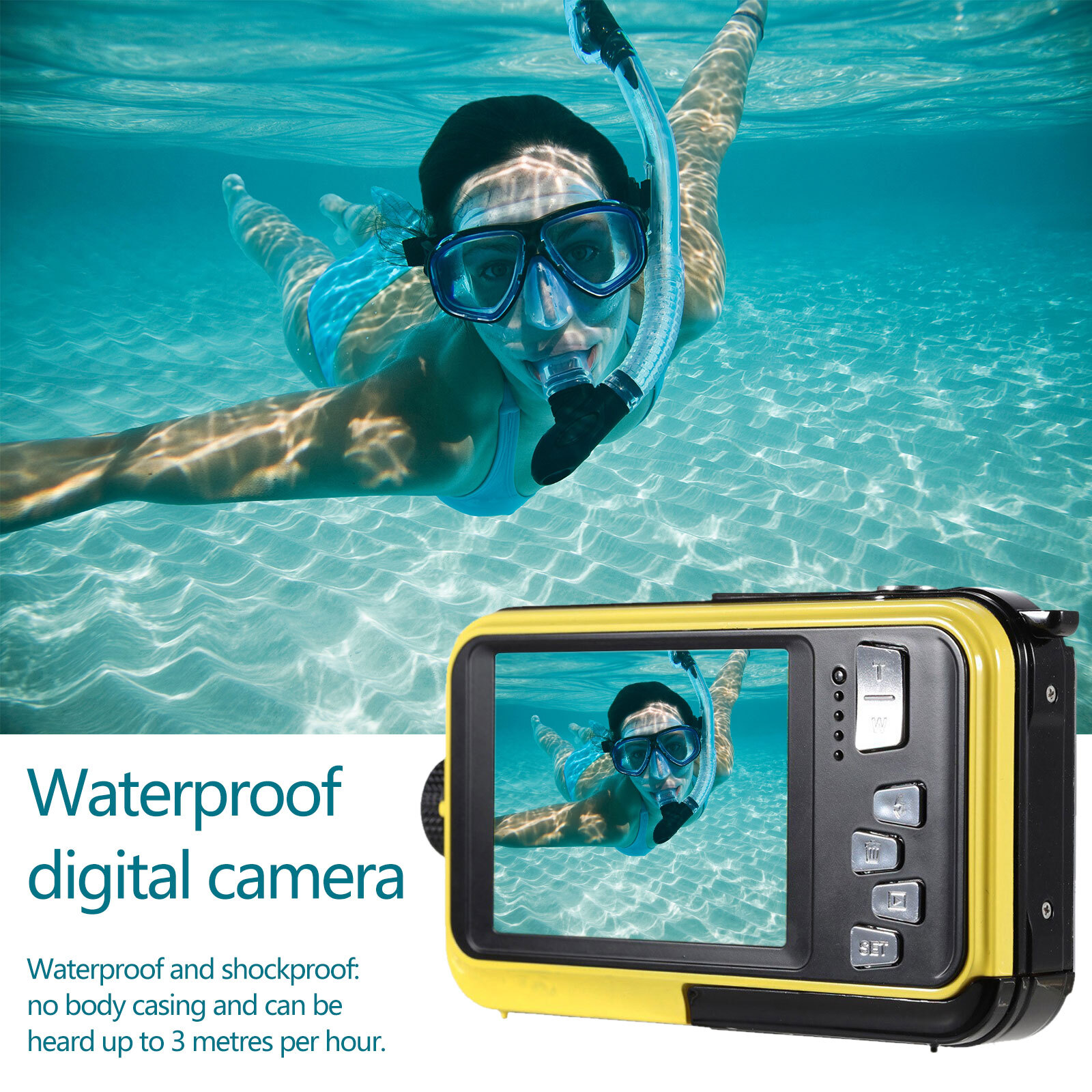 Waterproof Digital Camera 2.7K 48MP Underwater Camera - 10ft Waterproof ...
