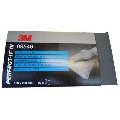 3M 09546 P2000 Grit Microfine Abraisive Sand Paper Wet & Dry 50 Sheets ...