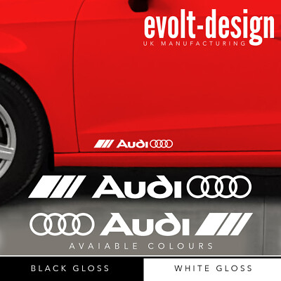 2 x STICKERS for AUDI LOGO RINGS VINYL DECALS SIDE SKIRT A1 A3 A4 A5 A6 ...