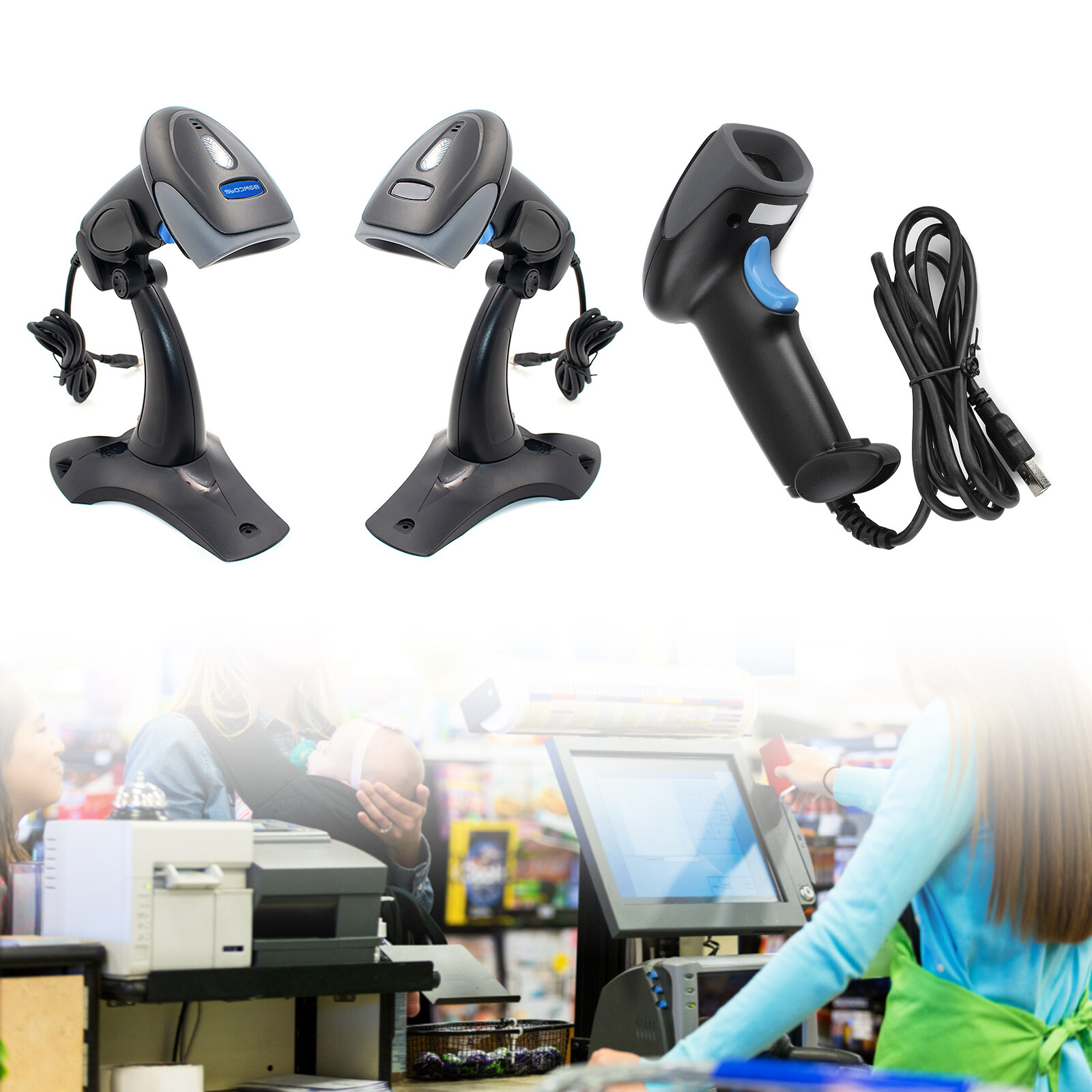 Bar Code Reader | 1d+2d Portable Handheld Usb Port Laser Barcode Scanner