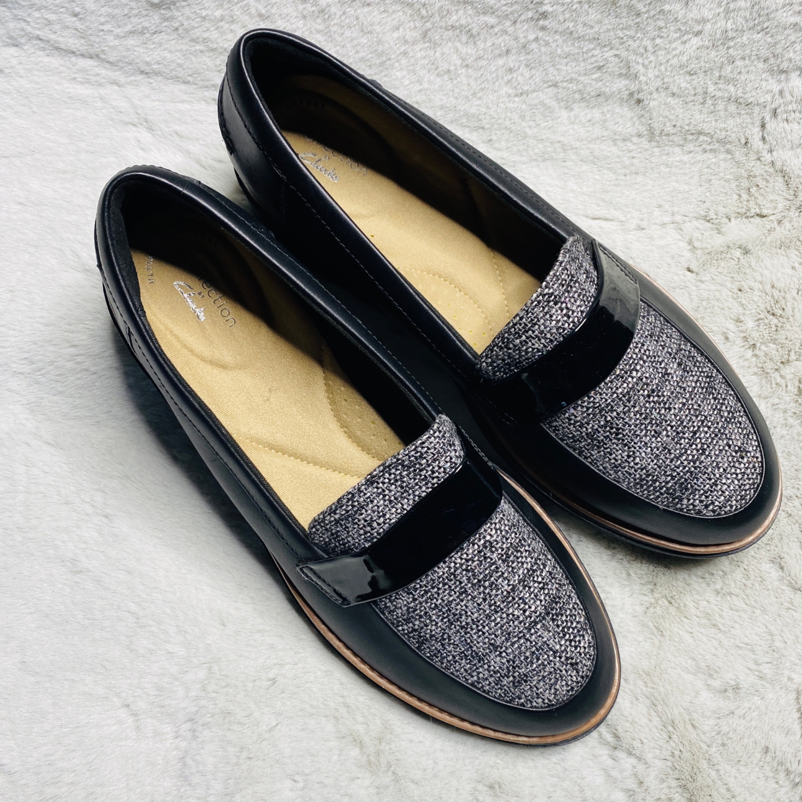 Clarks Collection Shoes Womens 9.5 Sharon Gracie Wedge Loafers Tweed eBay