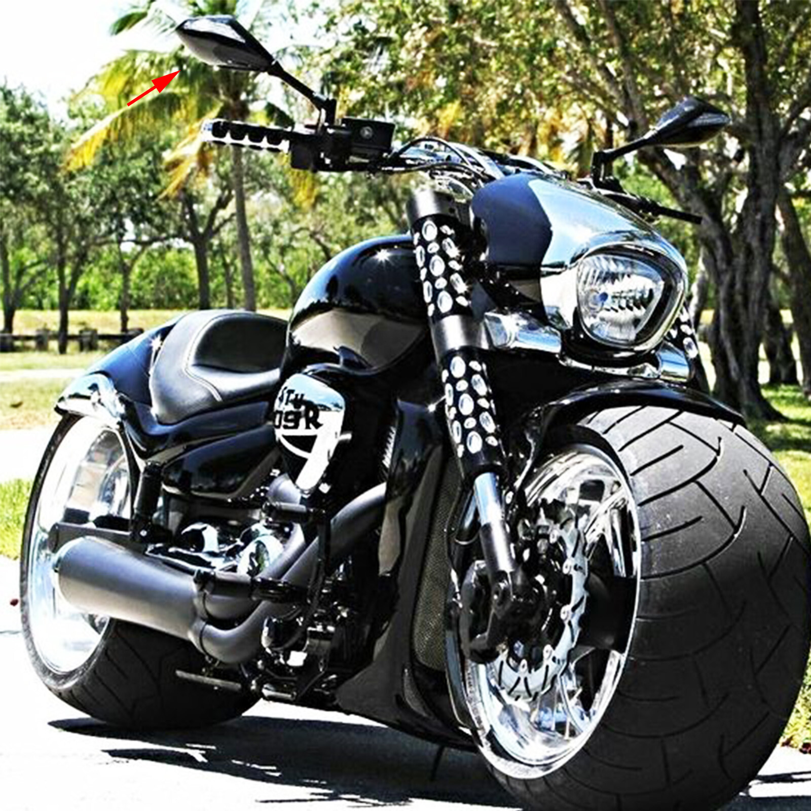 LED Turn Signal Integrated Motorcycle Mirrors BLACK For LED Turn Signal Integrated Motorcycle Mirrors BLACK For