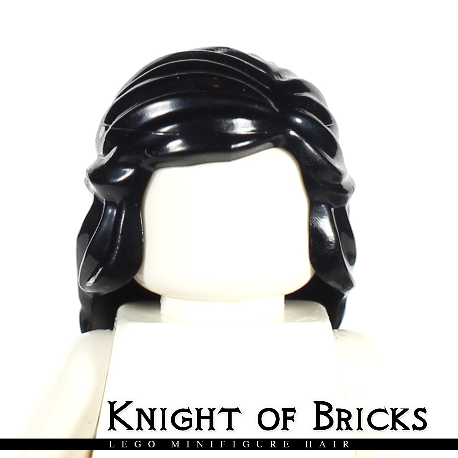 LEGO Minifigure Hair BLACK 59363 Female Girl Mid-Length Braid Sides ...