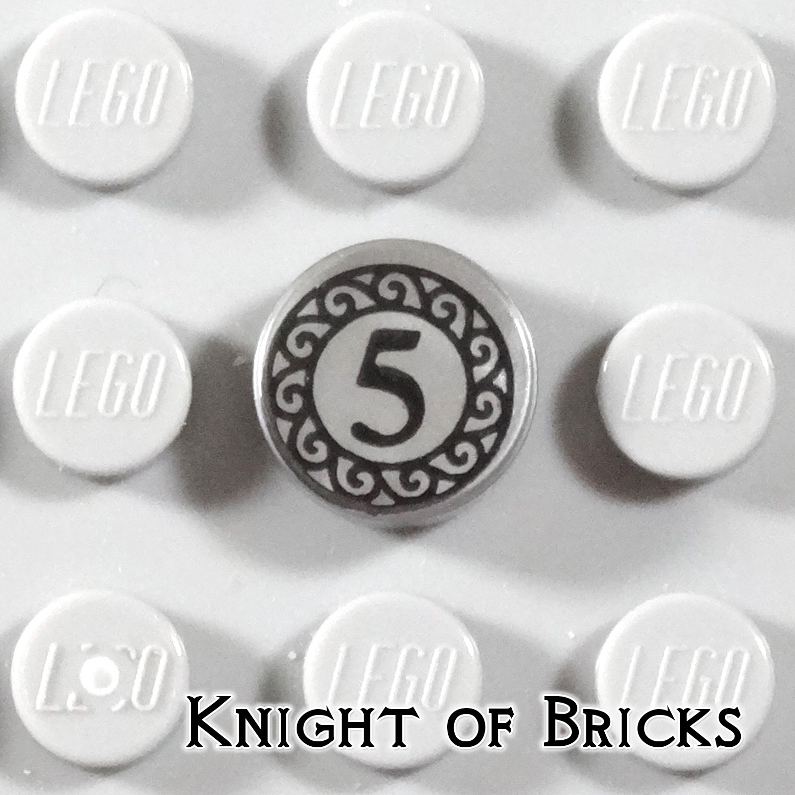 Lego Minifigure FLAT SILVER 5 Cent Coin Bank Money Printed Round Tile ...