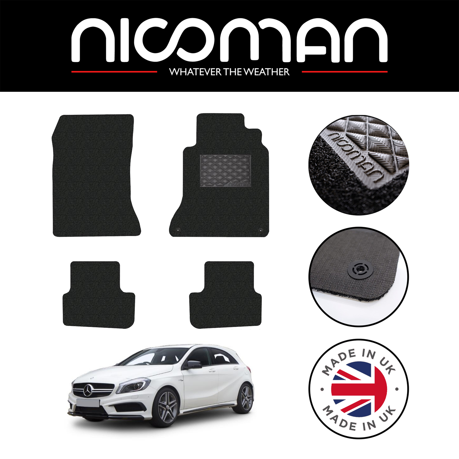 Mercedes Benz Floor Mats With Logo Mercedes A-Class W176 2012-2018 Car ...