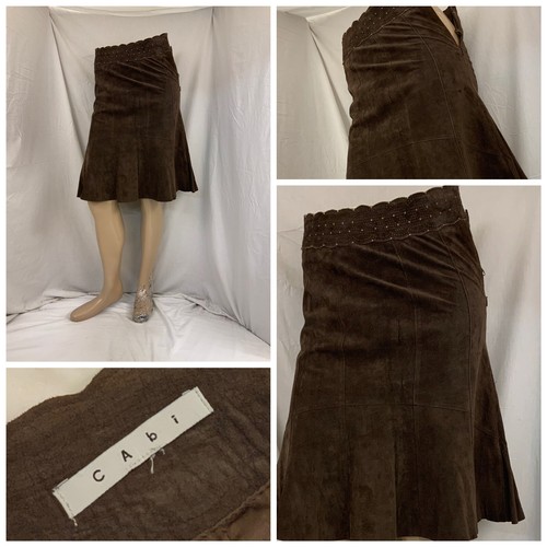 Cabi Skirt 6 Brown Leather Knee Length Lined Side Zipper YGI Cabi Skirt 6 Brown Leather Knee Length Lined Side Zipper YGI