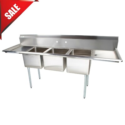 3-Compartment Sinks - 3 Compartment Sink With Left