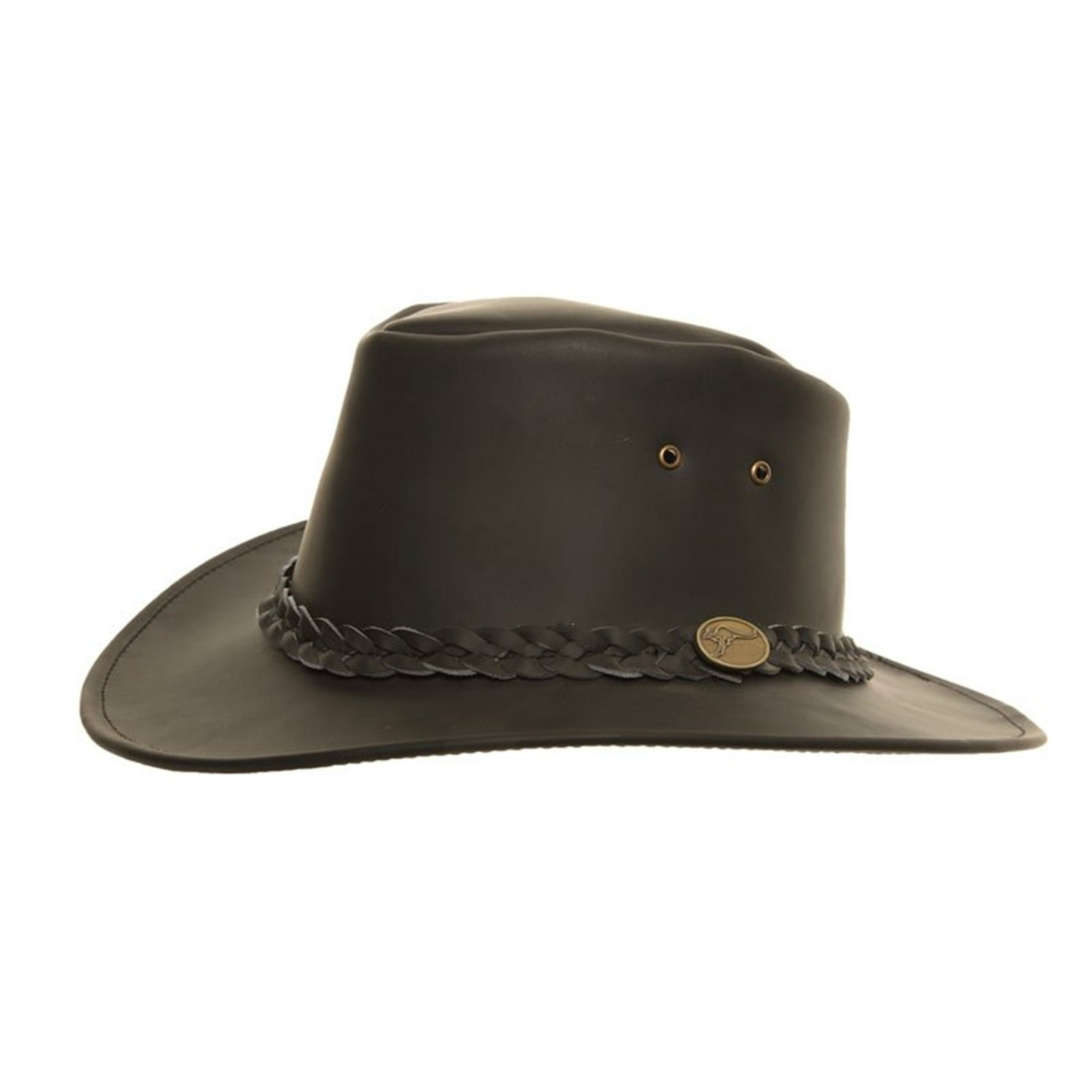 Gents 100% Leather Australian Cowboy Hat in Black - Size EXTRA LARGE | eBay
