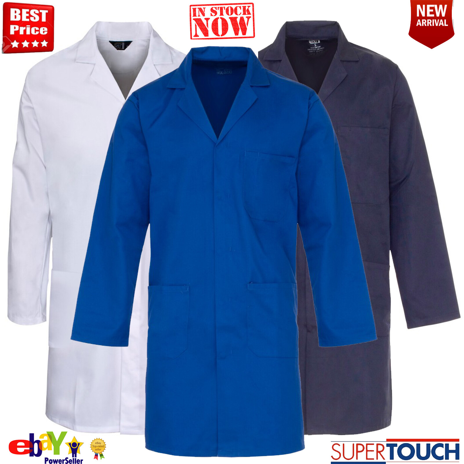 UNISEX DOCTORS COAT MEDICAL LAB HYGIENE FOOD INDUSTRY LABORATORY ...