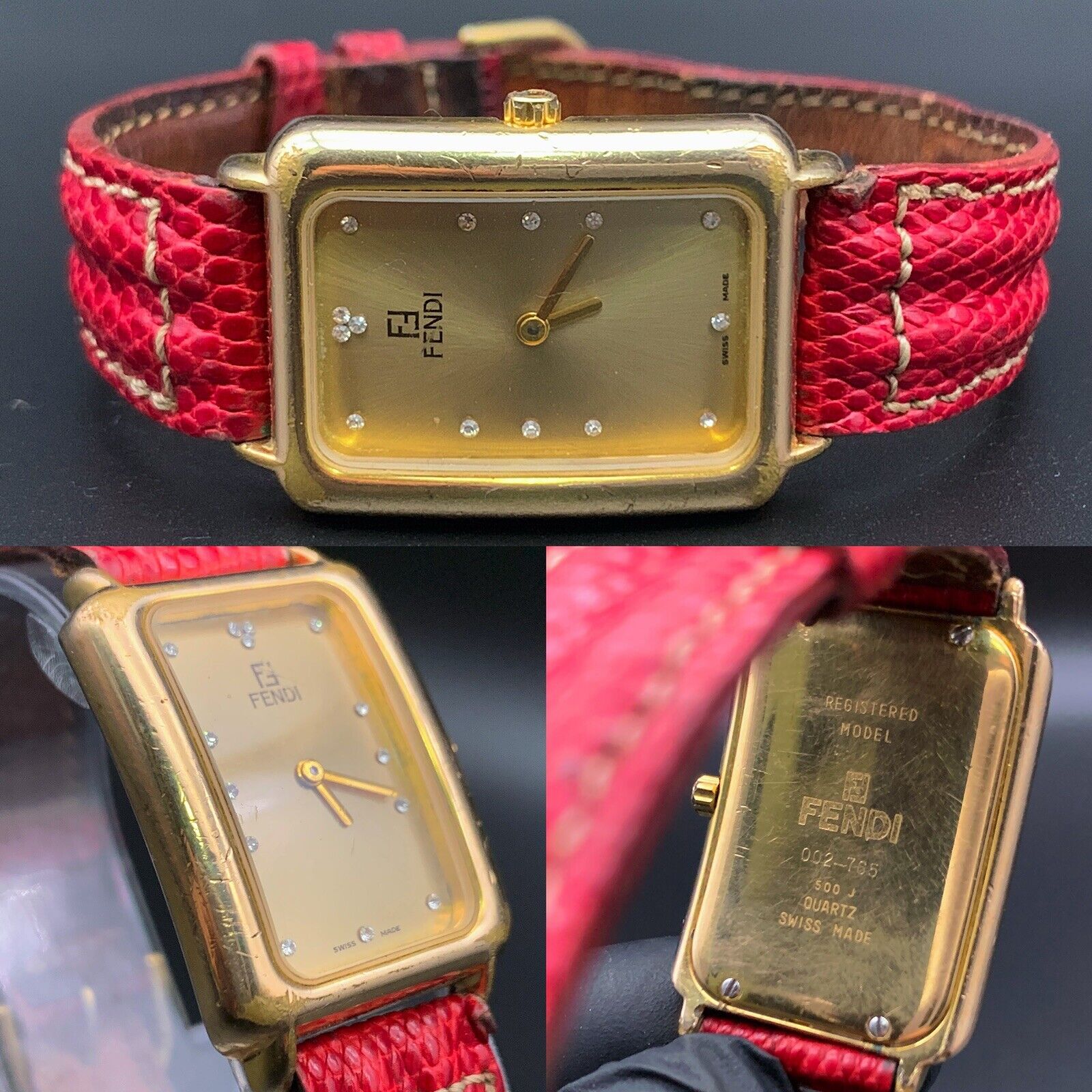 Rare Vintage Fendi Registered Model 550j Quartz 002-765 Gold Rare Vintage Fendi Registered Model 550j Quartz 002-765 Gold