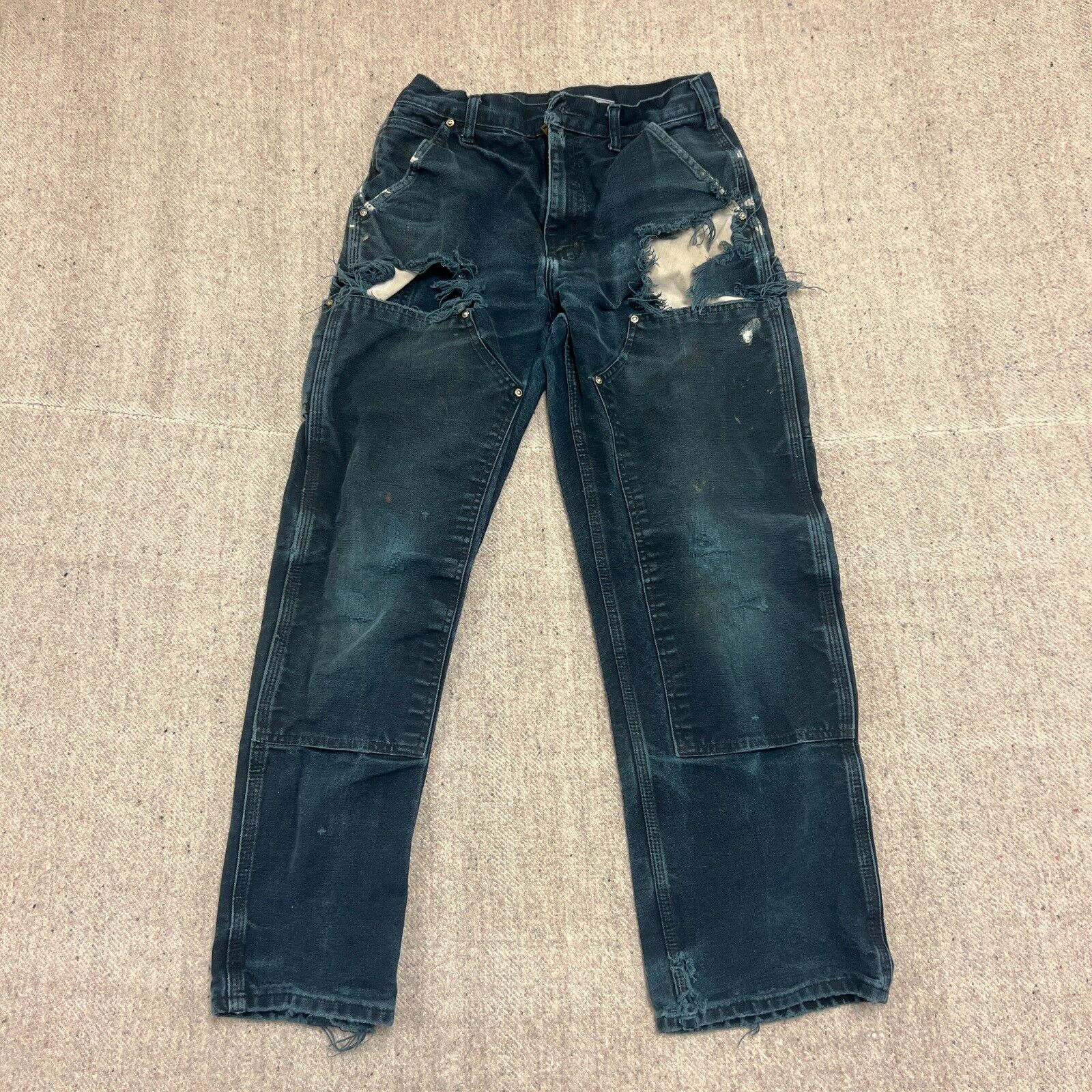 Vintage Carhartt Double Knees Pants Mens 28x30 Black 1990s Vintage Carhartt Double Knees Pants Mens 28x30 Black 1990s