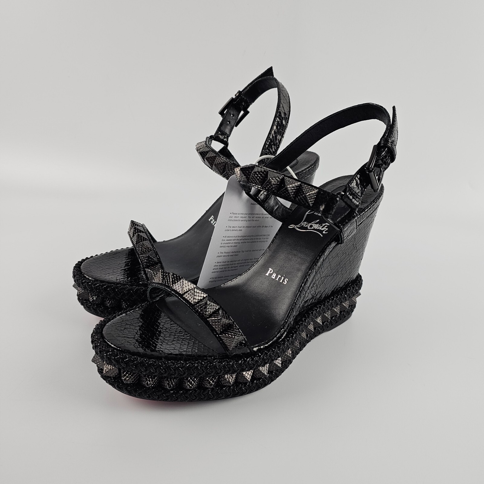 CHRISTIAN LOUBOUTIN Pyraclou Black Laminated Leather 110mm CHRISTIAN LOUBOUTIN Pyraclou Black Laminated Leather 110mm