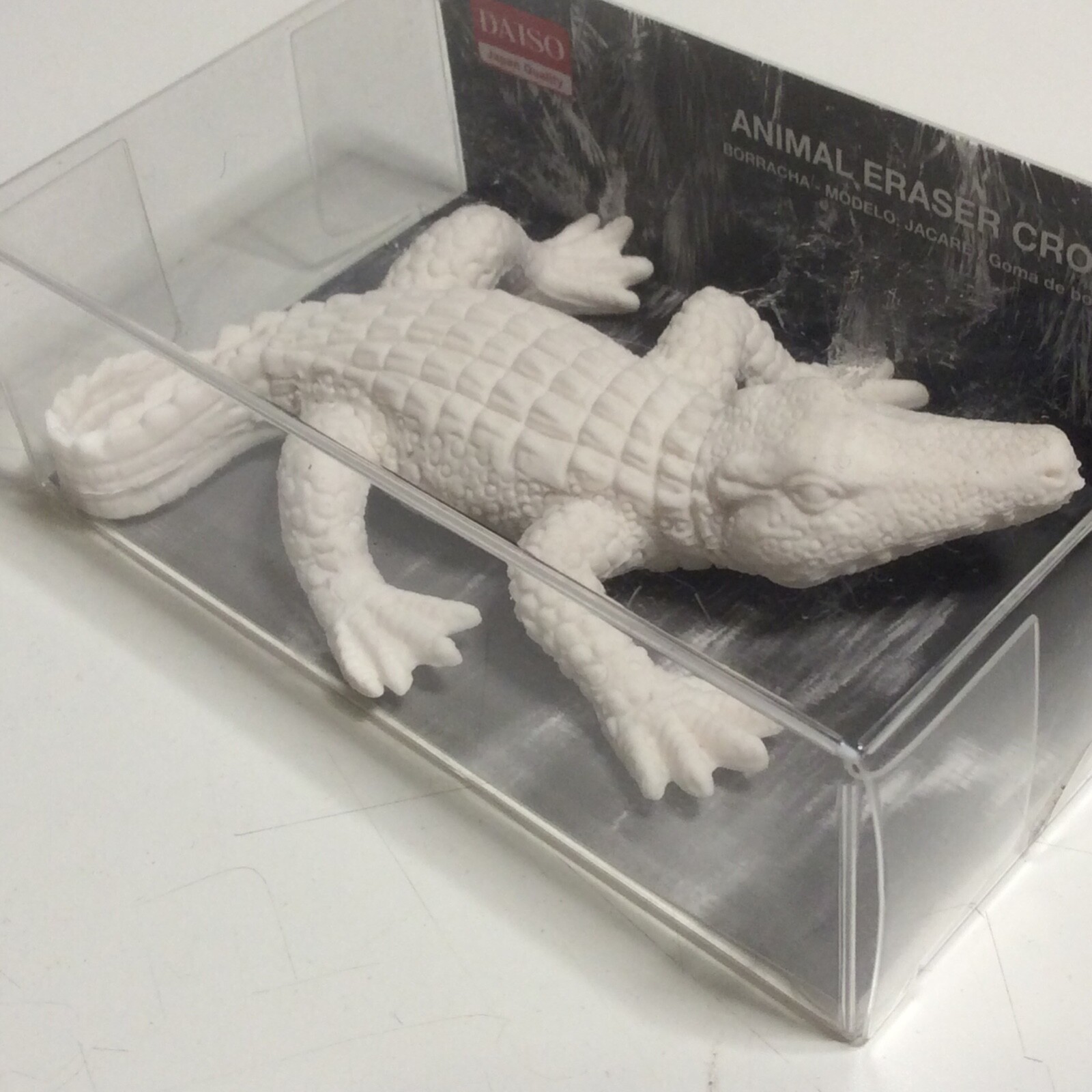 3D Crocodile Eraser White Animal Reptile Shaped Apx 4 Daiso Japan NEW in Box
