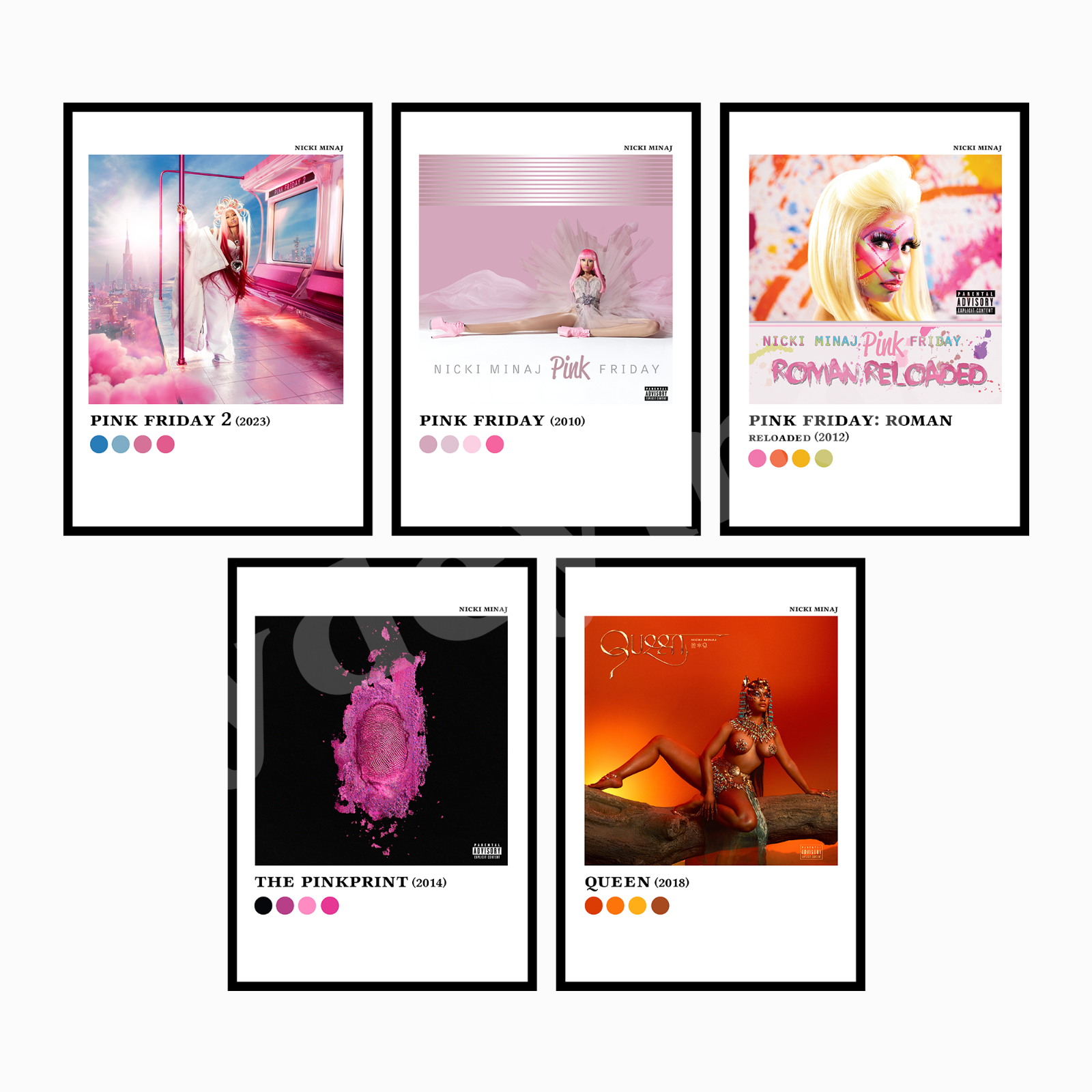 NICKI MINAJ Discography Aesthetic Colour Pallette Album Music Poster Prints eBay