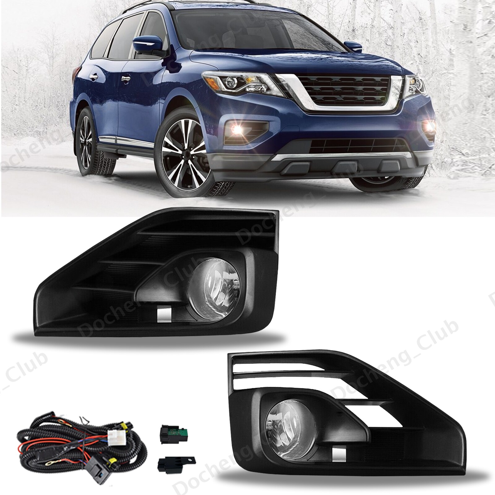 For 2017-2020 Nissan Pathfinder Fog Lights Front Bumper Lamps with ...