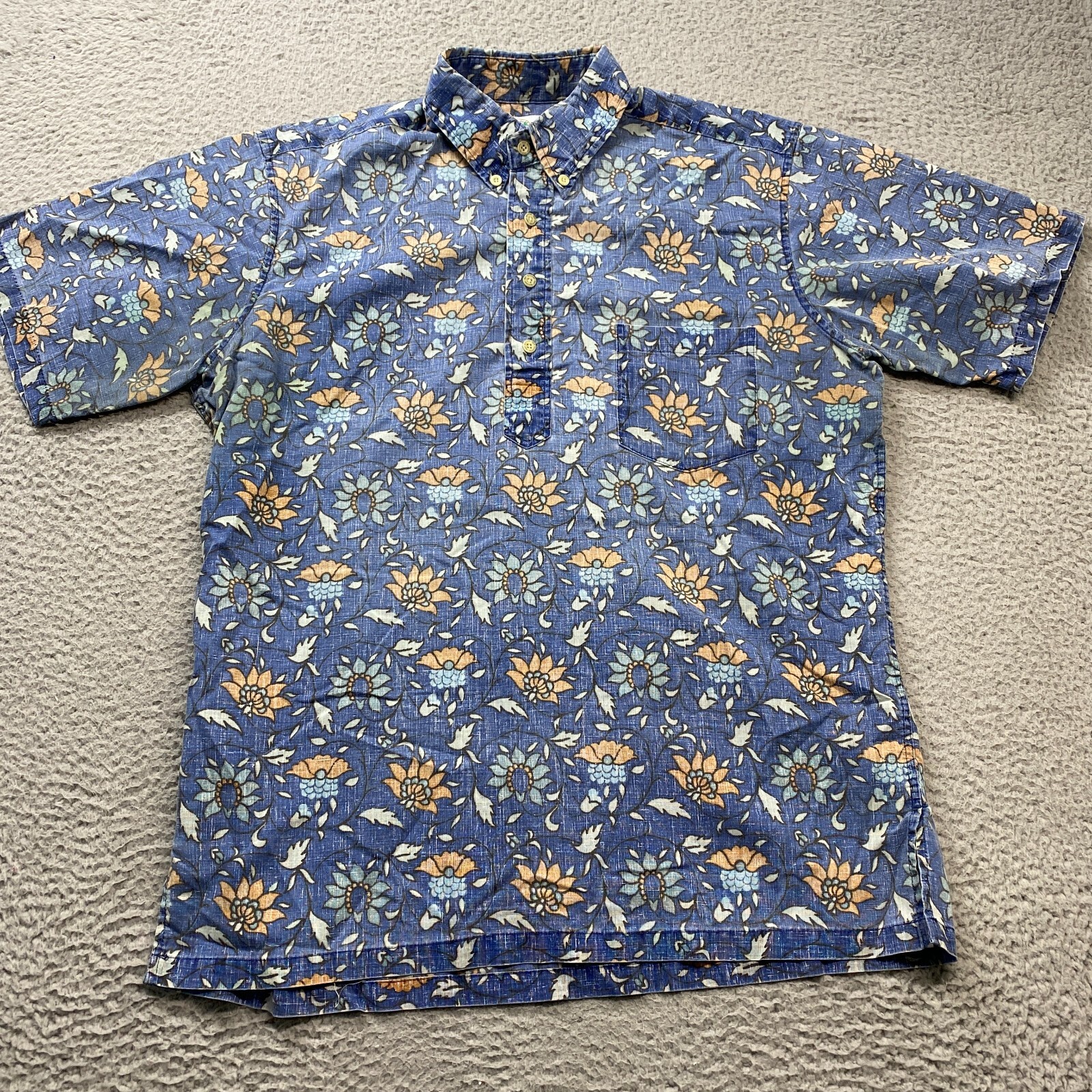 Reyn Spooner Hawaiian Shirt Mens Medium Blue Floral Paisley Reverse PrintのeBay公認海外通販｜セカイモン