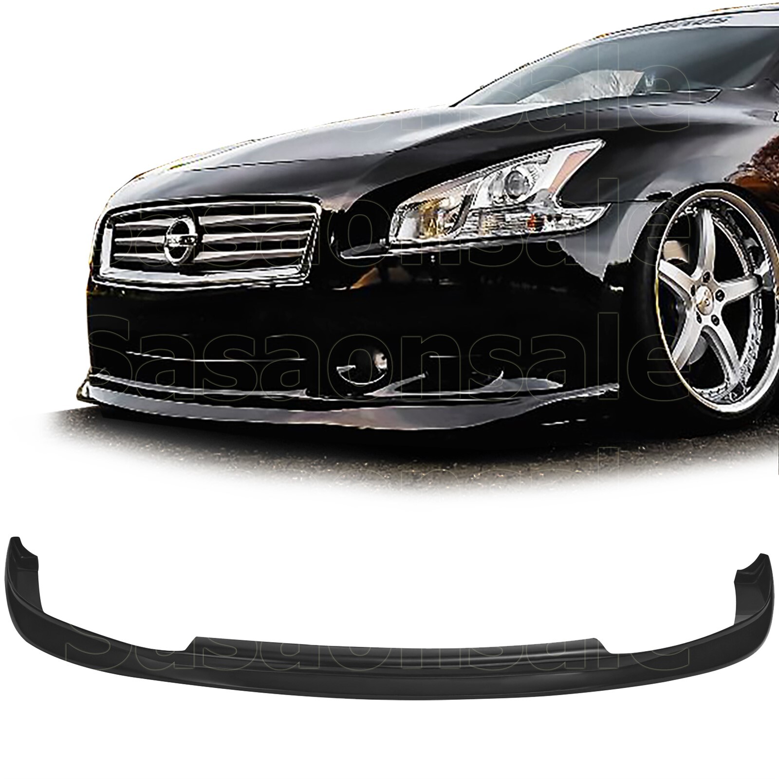 GT Speed Compatible Replacement for Front Bumper Lip GTS Style PU Front Lip Splitter Spoiler Black 2009 2010 2011 2012 2013 2014 2015 Nissan