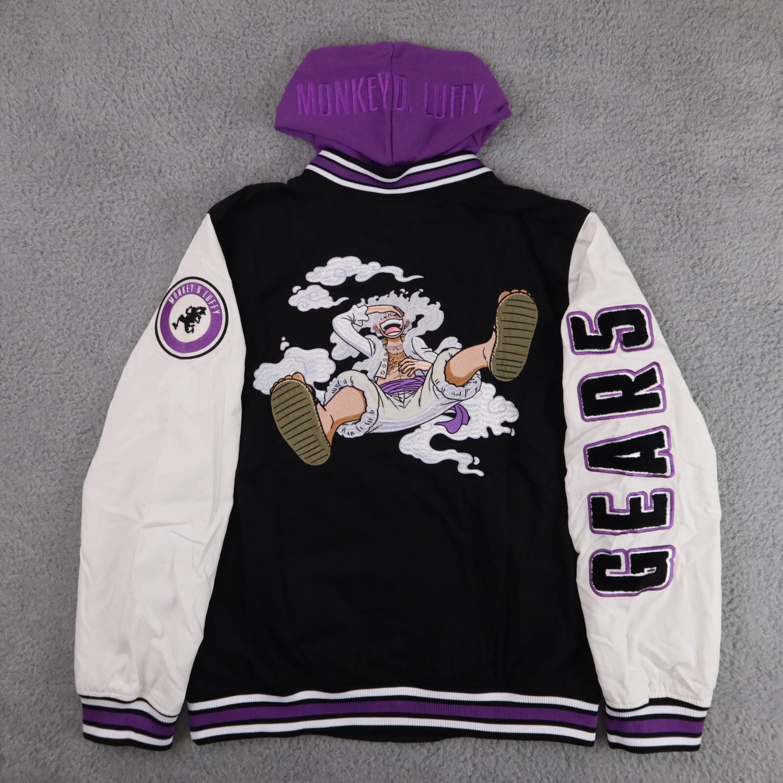 One Piece Varsity Jacket Mens Medium Purple Monkey D Luffy One Piece Varsity Jacket Mens Medium Purple Monkey D Luffy