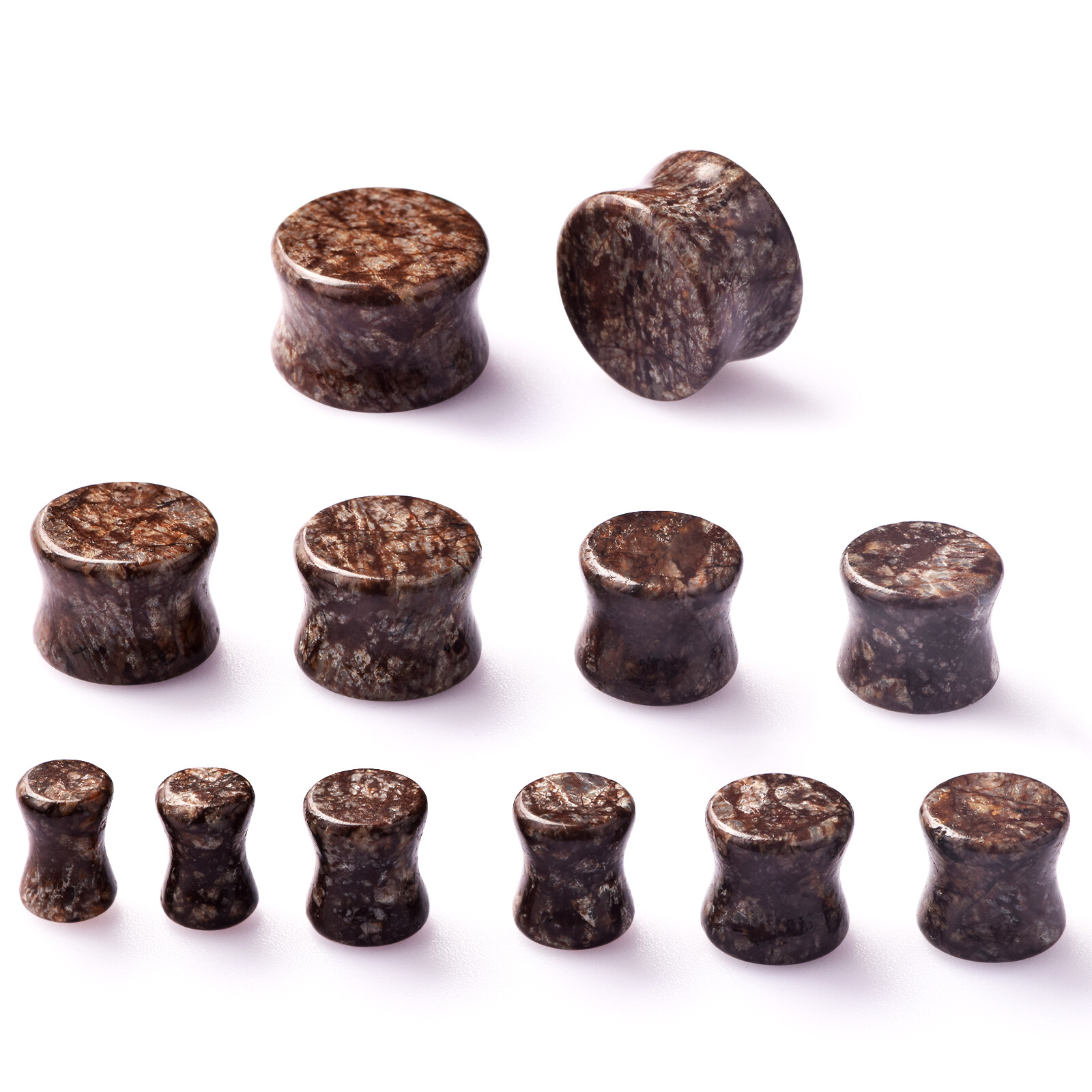 Natural Stone Ear Plugs Ear Gauges Double Flares Flesh Tunnels Saddle ...