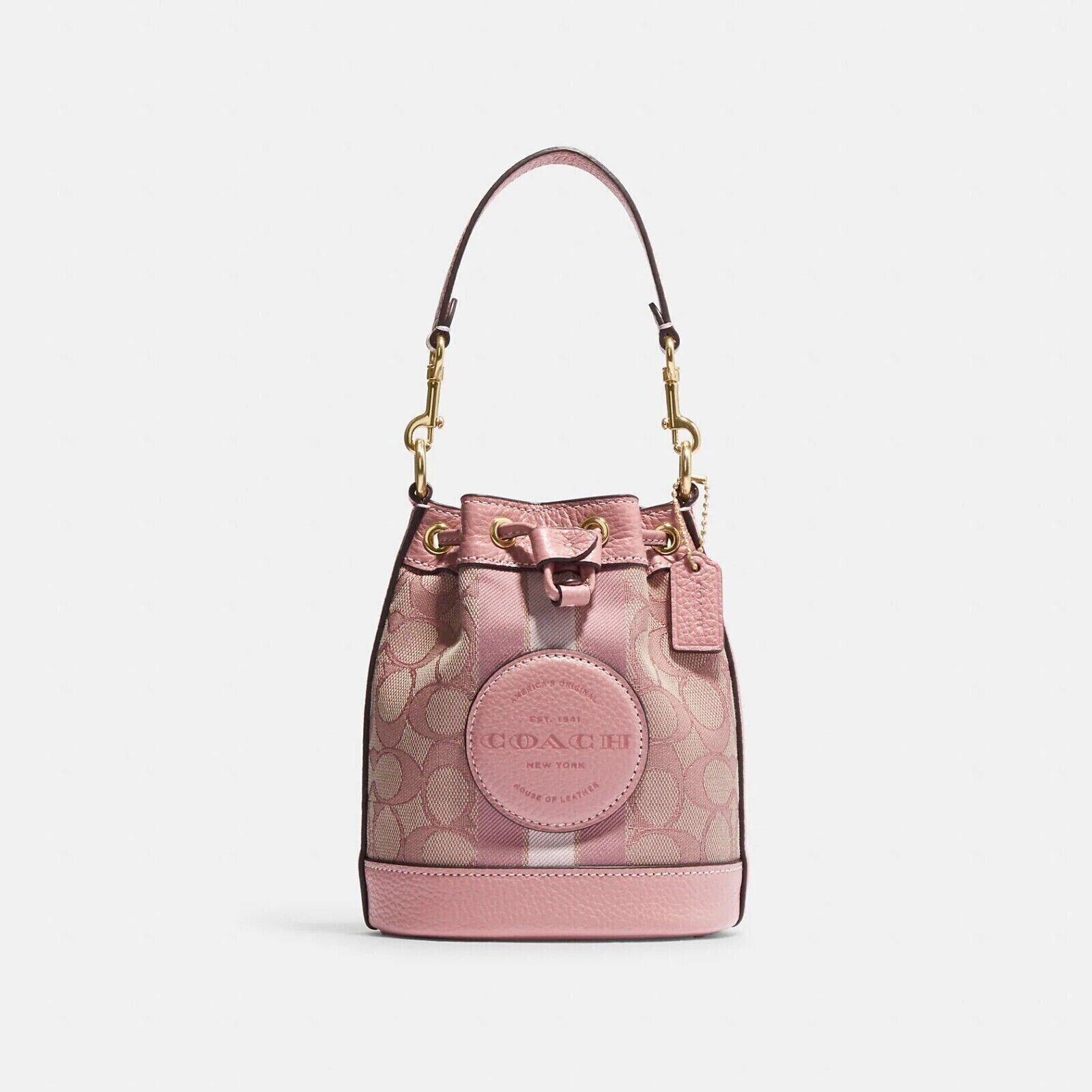 NEW Coach Mini Dempsey Bucket Bag In Signature Pink Jacquard NEW Coach Mini Dempsey Bucket Bag In Signature Pink Jacquard