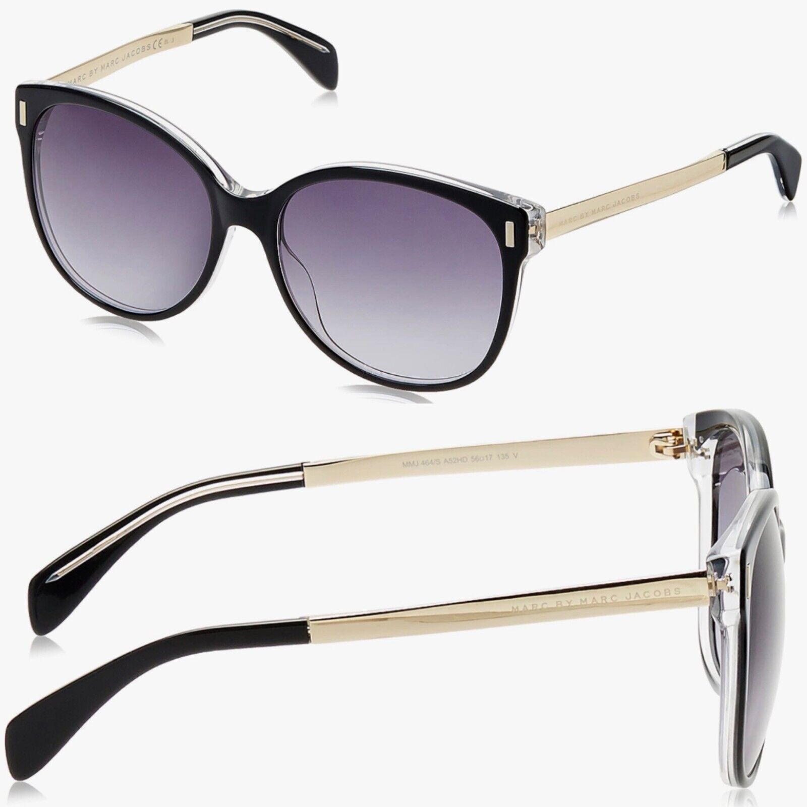 MARC BY MARC JACOBS BLACK SUNGLASSES MMJ 464/S ROUND OVAL MARC BY MARC JACOBS BLACK SUNGLASSES MMJ 464/S ROUND OVAL